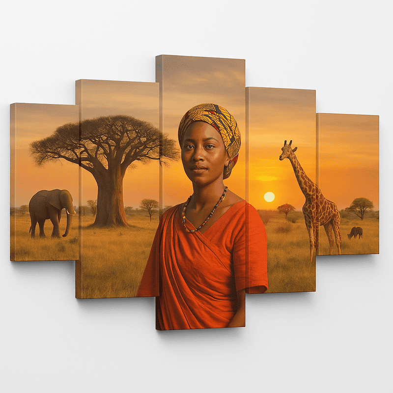 Multi-Panel Grid Canvas — 5 Panels (Staggered Layout) | JaraPrint